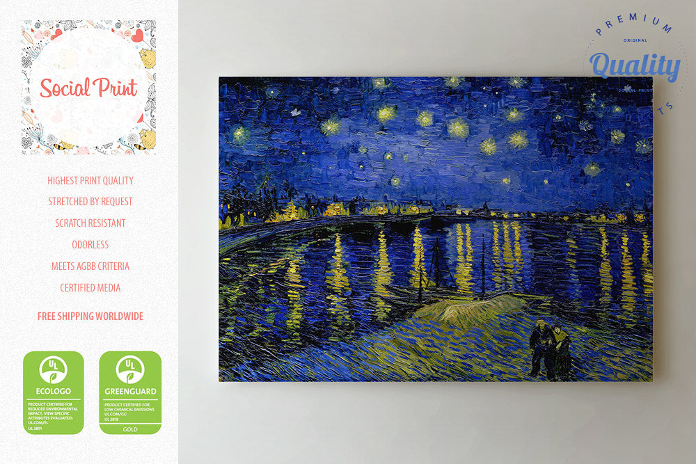 Starry night over the Rhone by Vincent van Gogh, Canvas Print, Masterp ...